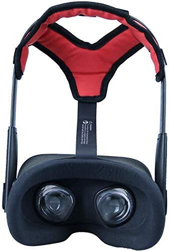 MASiKEN Premium Face Cover & Head Pad Cushion & Knuckle Strap & Head Cover for Oculus Quest Controller Skin Accessories, Protector Comfort Set, Shock-Resistant Sweatproof (Red)