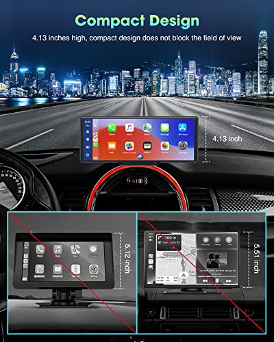 LAMTTO Wireless Car Stereo with Apple Carplay,1080P Rear Camera,9.26" Portable Touchscreen Car Play Screen for Car, Car Radio Receiver with Android Auto,GPS Navigation,Bluetooth,AirPlay, FM,Siri