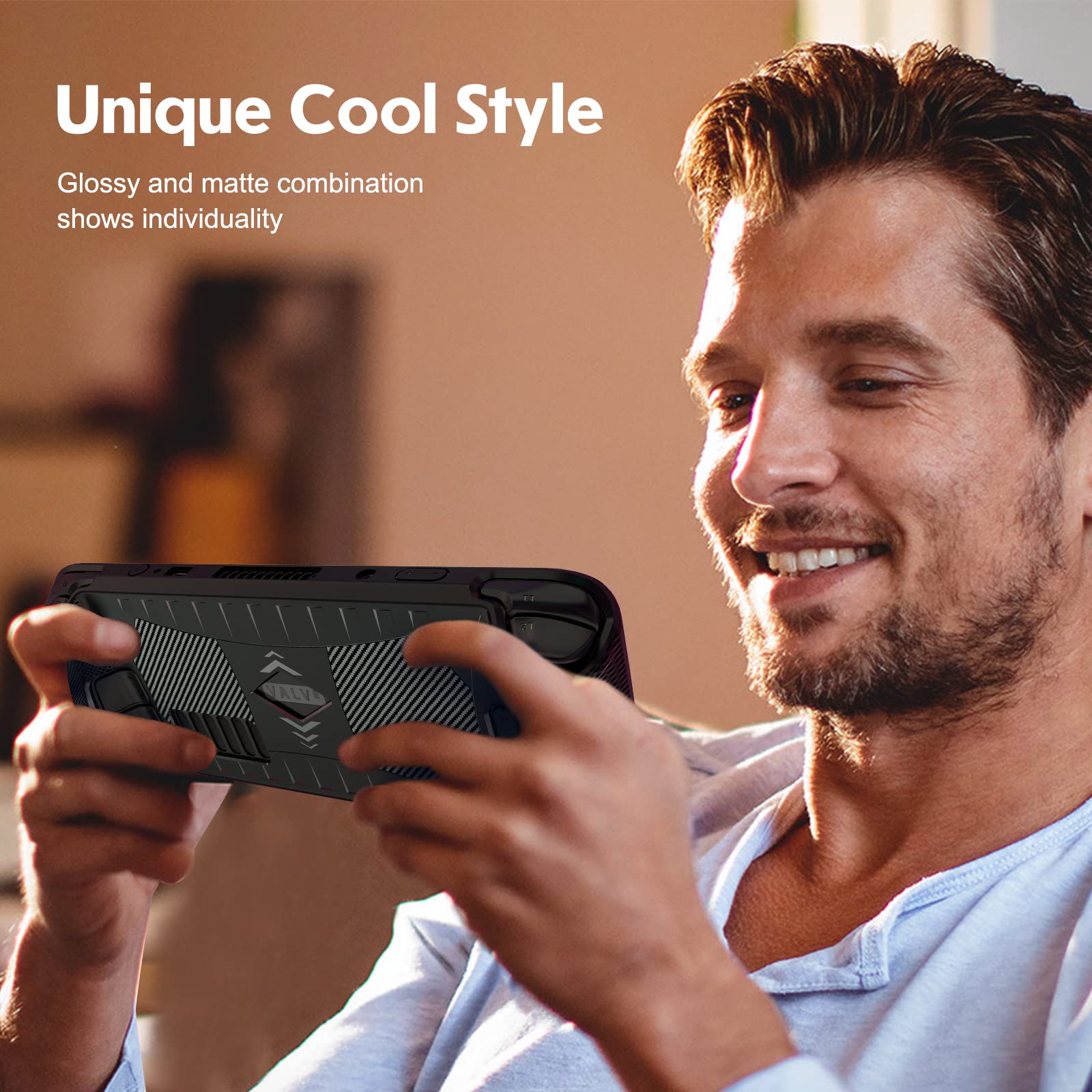 SENQAO Protective Case TPU Cover Case Compatible with Steam Deck, Shock-Absorption, Non-Slip Anti-Scratch Design Cover Protector, Individuality Textured Accessories