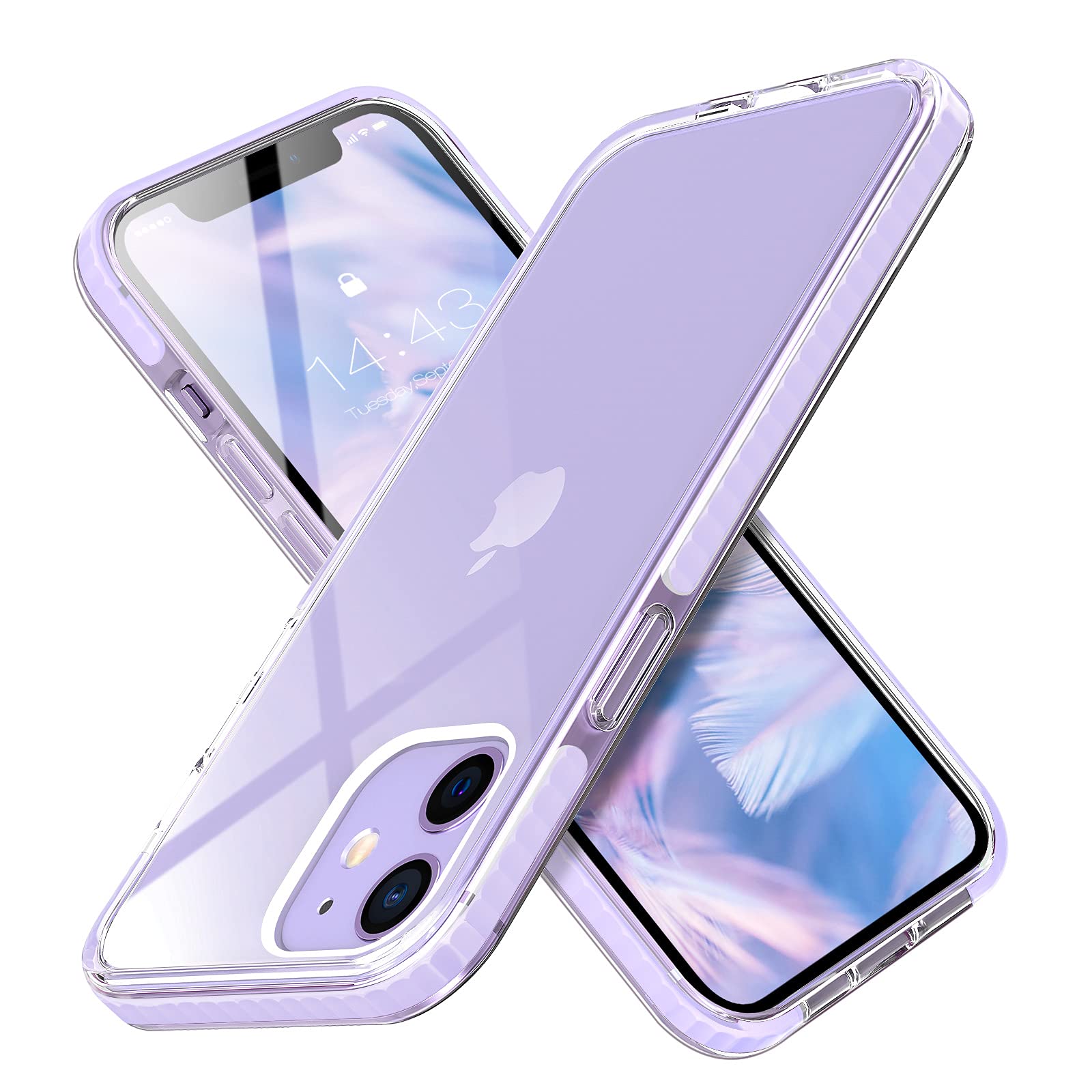 MATEPROX Compatible with iPhone 12 Pro Case and iPhone 12 Cases Clear Thin Slim Crystal Transparent Cover Shockproof Bumper Case(Light Pink)