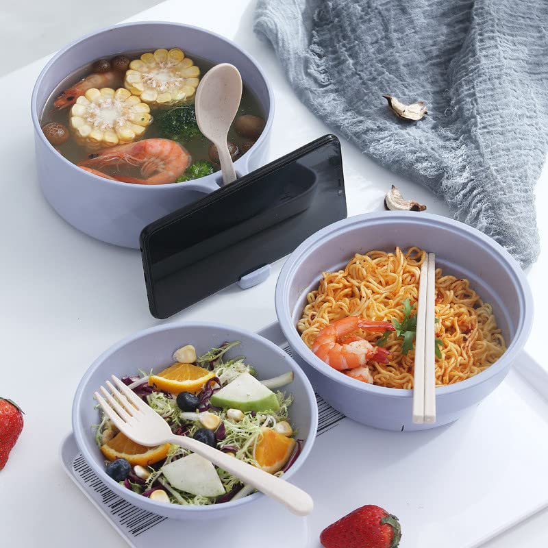 Microwave Ramen Bowl Set, Instant Noodle Bowl Ramen Bowl with Chopsticks, Drainage Bowl, Lid & Handle, College Dorm Room Essentials, Dishwasher-Safe, BPA-Free (Black/1 Set)