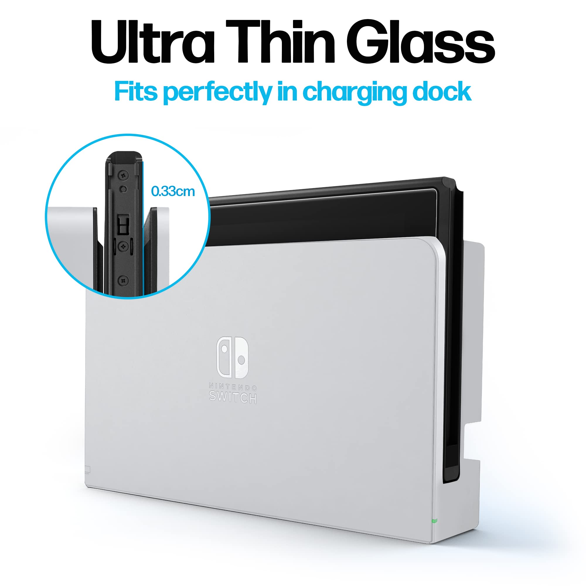 Power Theory Designed for Nintendo Switch OLED 7" Screen Protector Tempered Glass [9H Hardness], Easy Install Kit, 99% HD Bubble Free Clear, Case Friendly, Anti-Scratch, 2 Pack