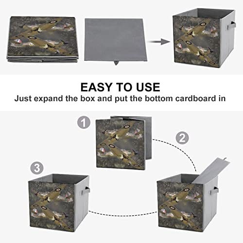 Watercolour Grunge and Splatter PU Leather Collapsible Storage Bins Canvas Cube Organizer Basket with Handles
