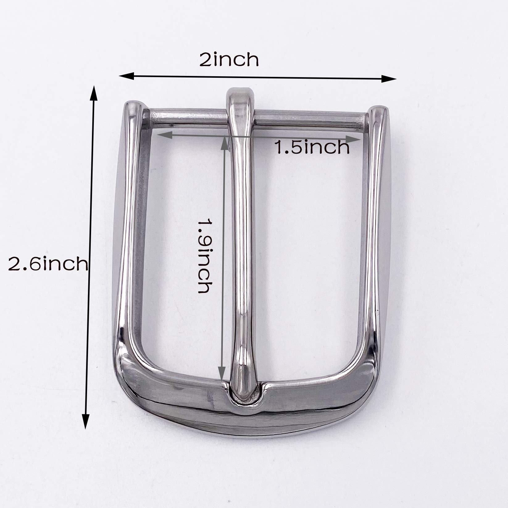 LAXPICOL 1.5"(40mm) Heavy Duty Stainless Steel Single Prong Square Belt Buckle
