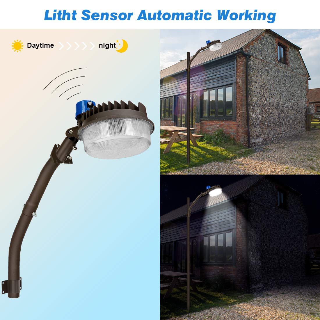 LEDMO 120W LED Barn Lights 4 Pack - [Update] Angle Adjustable with Mounting Arm 18000lm Dusk to Dawn LED Yard Lights with Photocell Area Lighting 5000K Daylight