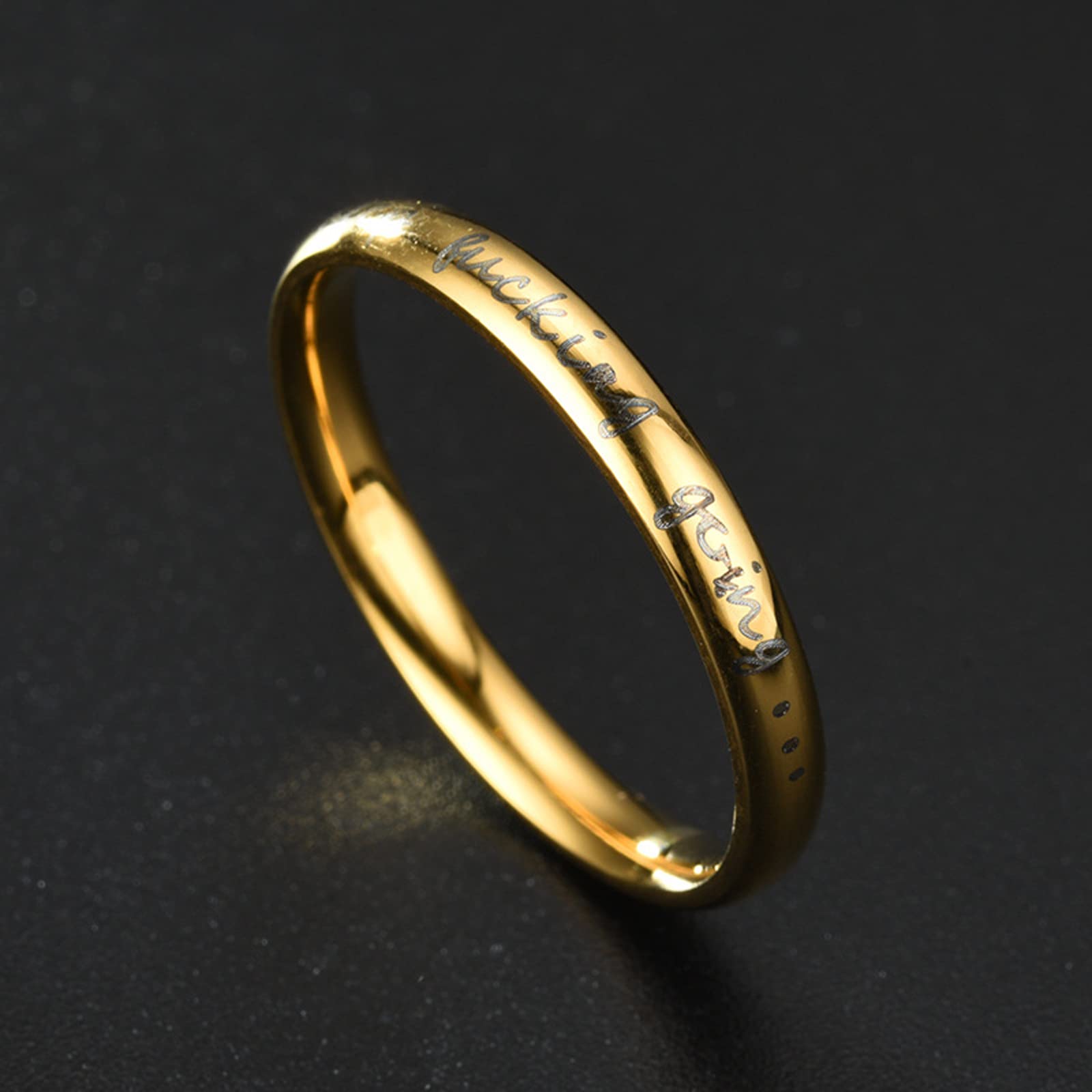 PAKULA Stainless Steel Rings Inspirational Mantra Graduation Statement Encouragement 3mm Stackable Keep Fucking Going Band Ring for Women Men (Black, Size 13)