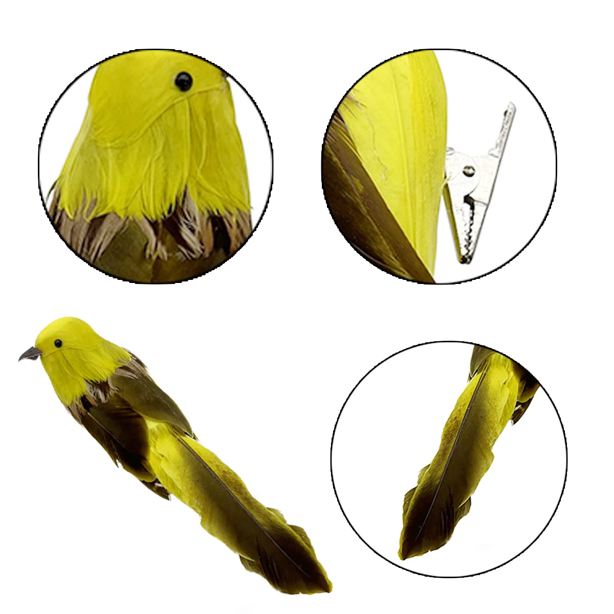 LWINGFLYER 4pcs Artificial Simulation Foam Bird Feather Sparrow with Metal Clip Ornaments DIY Craft for Wedding Decoration Home Garden Establishment Party Accessories 20cm/7.87inch (Pink)