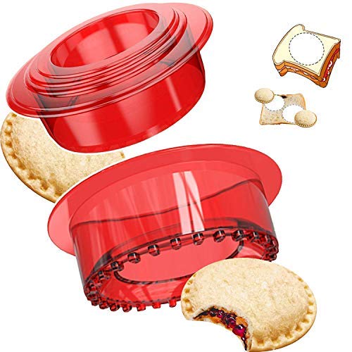 Sandwich cutter and sealer Set Uncrustables Sandwich Cookie Bread Pancake Maker Perfect for Kids Lunchbox and Bento Box (RED) …