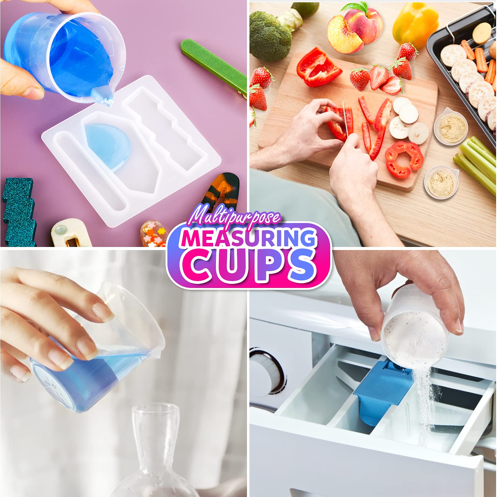 LEOBRO 24 PCS 100ml Resin Measuring Cups with 35PCS Mixing Sticks, Graduated Epoxy Resin Mixing Cups, Small Beaker, Plastic Measuring Cup for Epoxy Resin, Paint, Art Craft, Soap Candle Tumbler Making