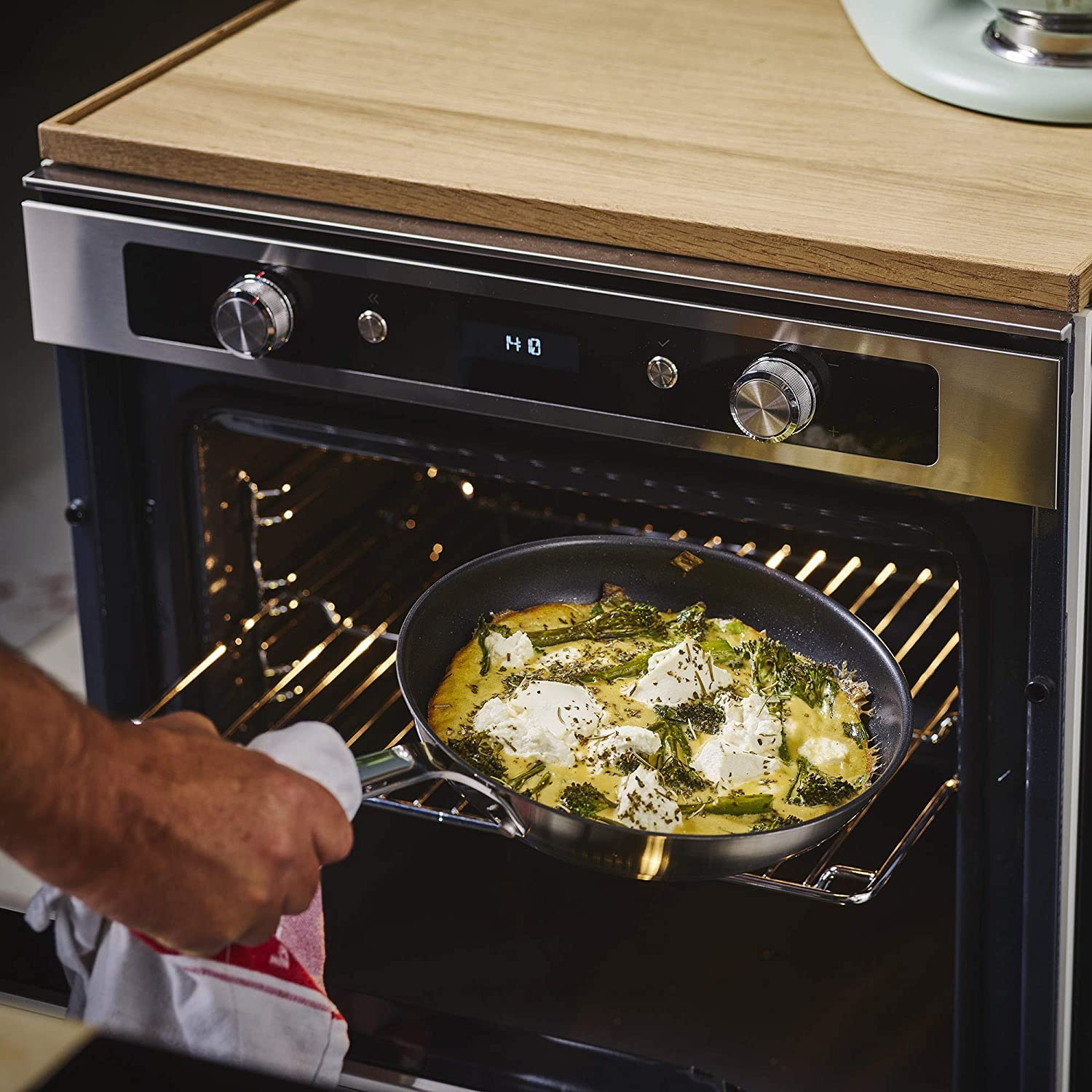 KitchenAid Wok, Non Stick Stainless Steel Wok with Stainless Handle - Induction, Oven & Dishwasher Safe - 28 cm