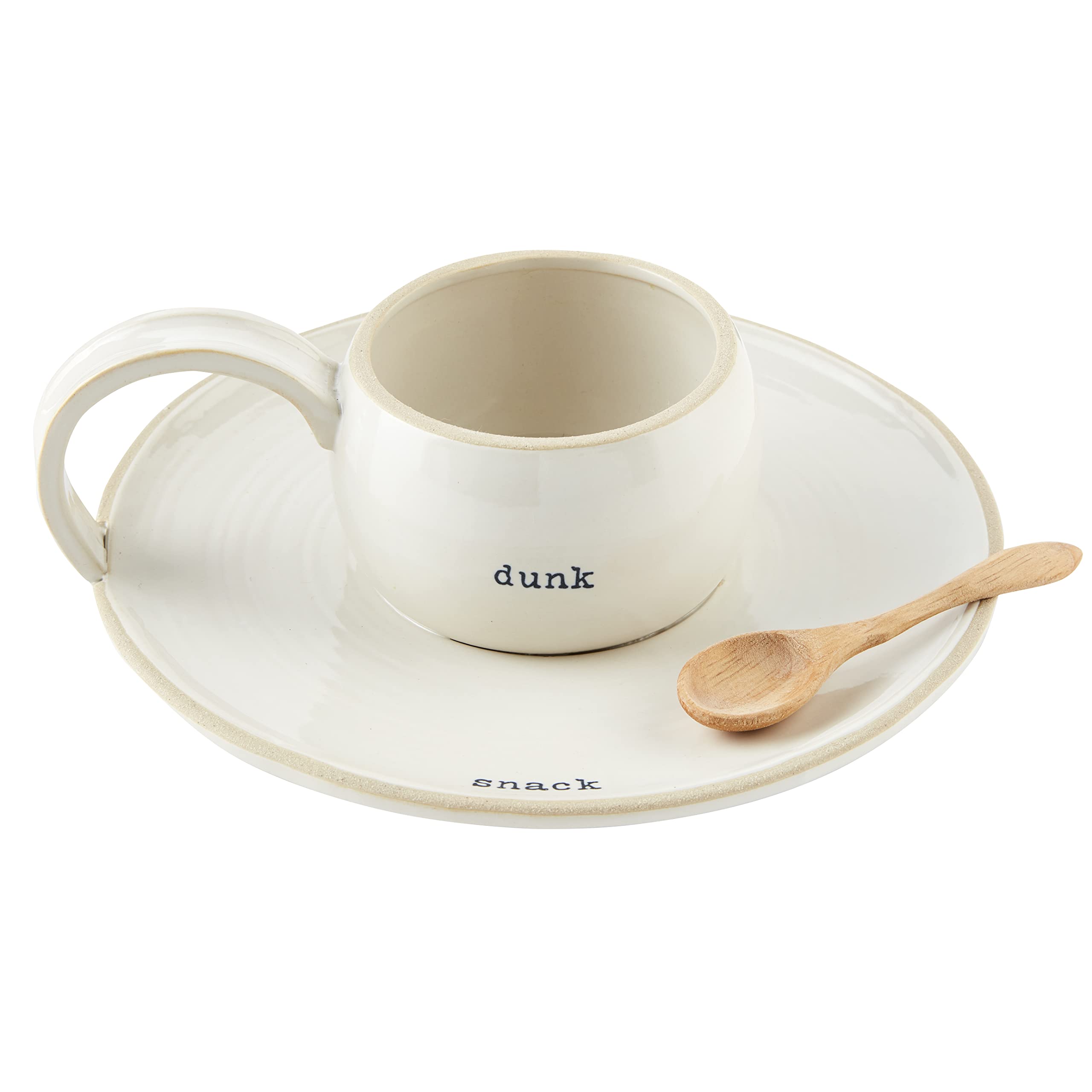 Mud Pie Farm Handle Chip and Dip Set, server 2 3/4" x 9 1/2" dia | spoon 5", Cream