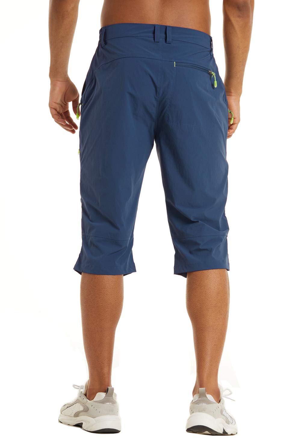 LACSINMO Men's Below Knee Shorts Quick Dry 3/4 Hiking Long Walking Shorts Summer Thin Capris with 4 Zipper Pockets Royal Blue