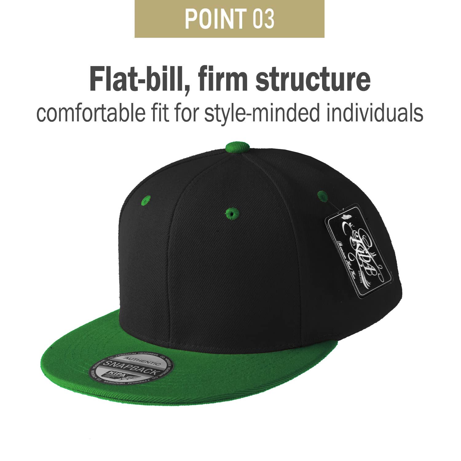 PLAIN GEAR Classic Flat Bill Hats for Men & Women Snapback Brim Hat - Blank Snap Back Two-Tone Color with Snap Closure (CAMO/Black)