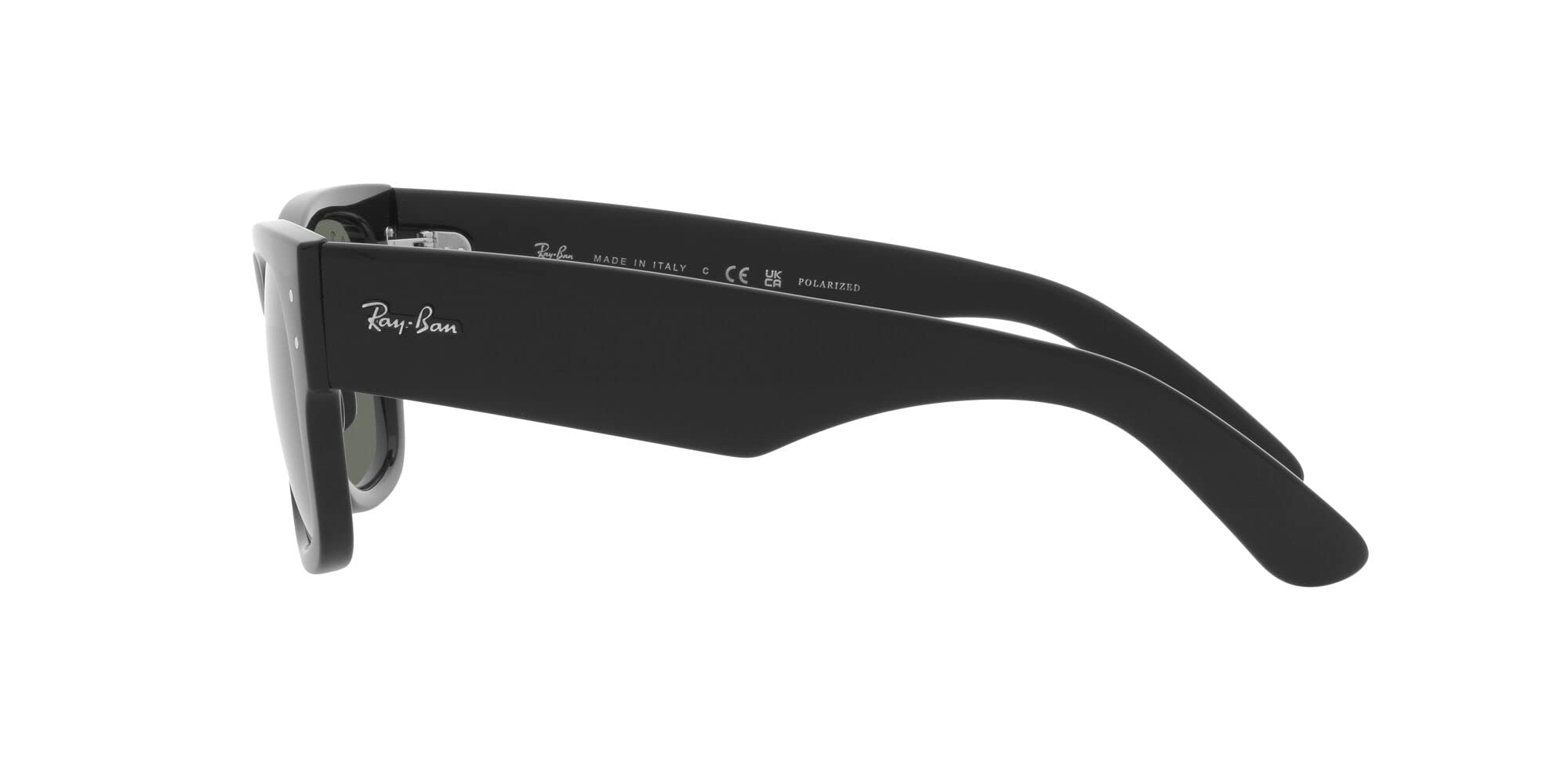 Ray-Ban RB0840SF Mega Wayfarer Low Bridge Fit Square Sunglasses, Black/Green Polarized, 52 mm
