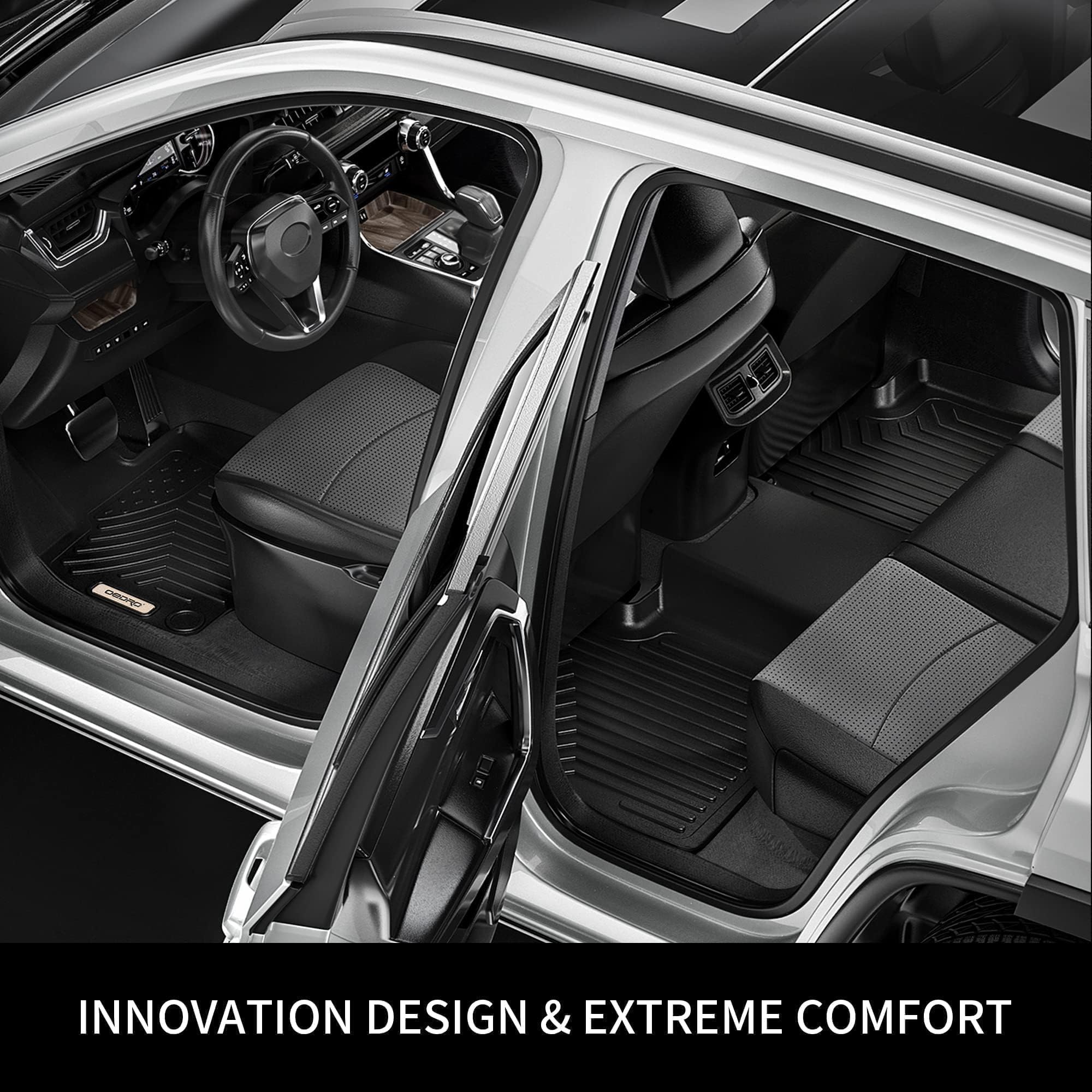 OEDRO Floor Mats Fit for 2015-2019 Ford Explorer Without 2nd Row Center Console, TPE All Weather Car Mats Accessories Includes 1st 2nd and 3rd Row Full Set Liners