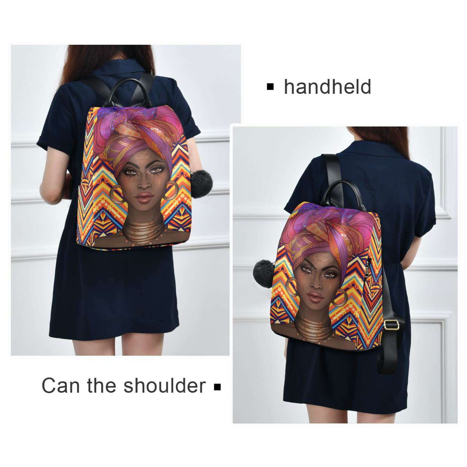 senya Fashion Backpack Purse for Women, African American Woman Ethnic Backpack Shoulder Bag for Women