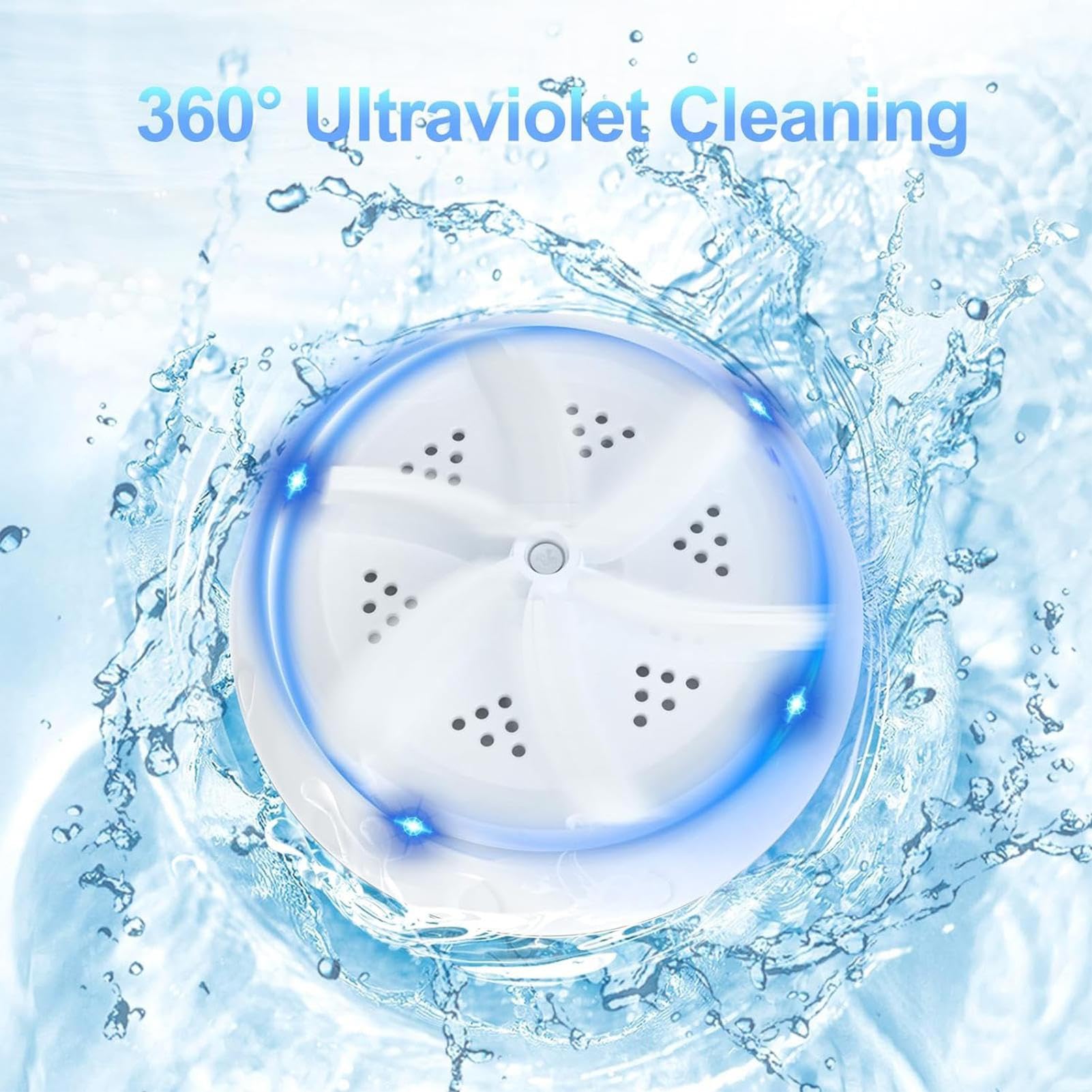 KAZIO Foldable Washing Machine,10L Ultrasonic & Turbine Cleaning Mini Washer, Portable Washing Machine with USB Power Port, Compact Laundry Machine with 24W Motor for Home, Apartment, Camping & Dorms