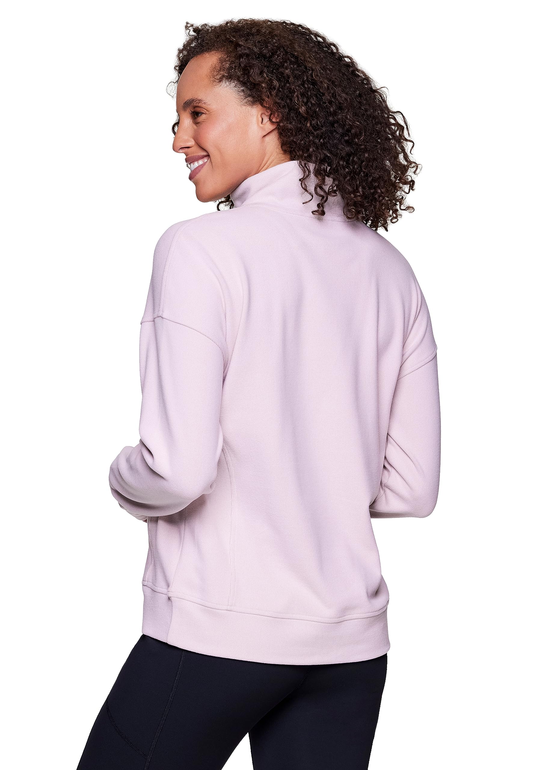 RBX Women's 1/2 Zip Pullover Soft Lightweight Zip Mock Neck Running Top Plush Purple L