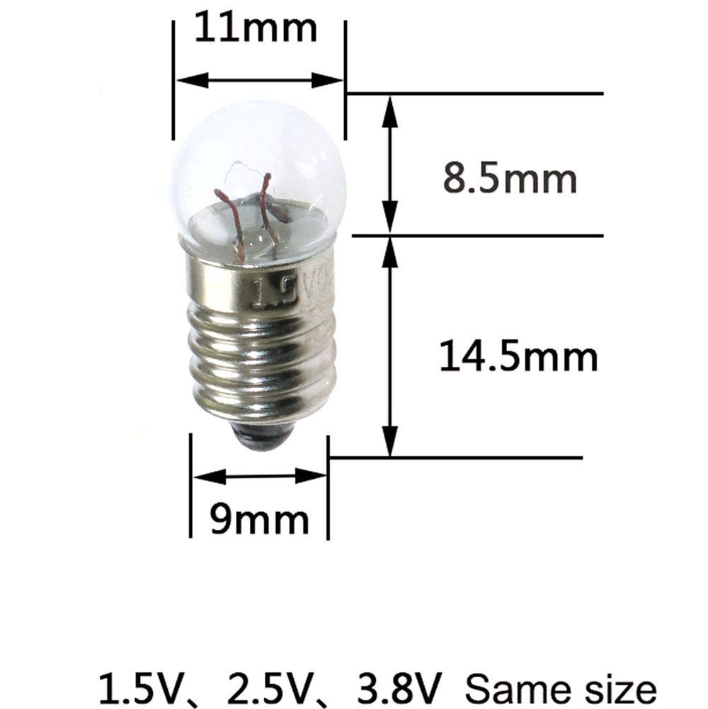 MEETOOT 10pcs E10 Mini Light Bulbs 1.5V 0.3A Physical Electrical Experiment Screw Base Indicator Light Incandescent Bulb Old-Fashioned Flashlight Lamp