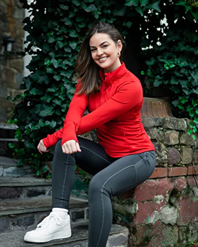 RBX Women's Lightweight Fleece Lined 1/4 Zip Pullover Running Shirt Pocket Black L