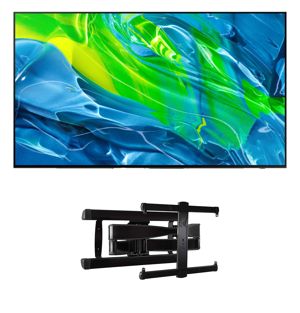 SAMSUNG QN55S95BAFXZA 55" Quantum OLED HDR UHD 4K Smart TV with a Sanus Systems VLF728-B2 Full Motion Wall Mount (2022)(USED)