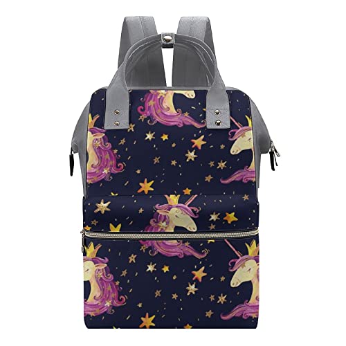 Unicorn Stars Waterproof Mommy Bag Diaper Bag Backpack Multifunction Large Capacity Travel Bag