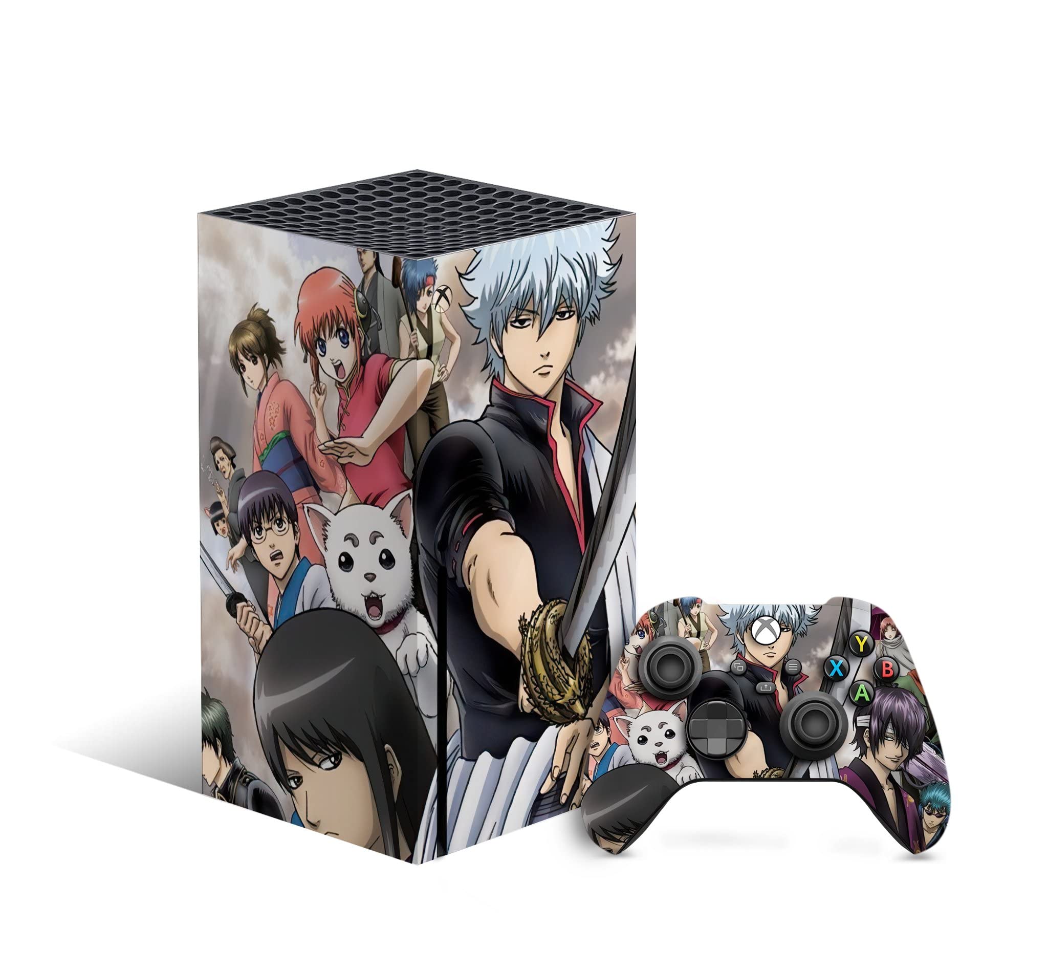 Silver Souls Anime TV Series Gintoki X-Box-Series-X Skin Set,Fashion Protector Wrap Cover Protective Faceplate Full Set Compatible with X-Box-Series-X Console and Controller Skins