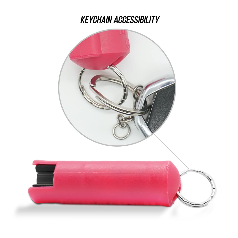 Pepper Spray Keychain - Maximum Strength MC 1.44 - Pepper Sprayer Self Defense - Wholesale Items for Resale Bulk (Purple/Pink (2 Pack))