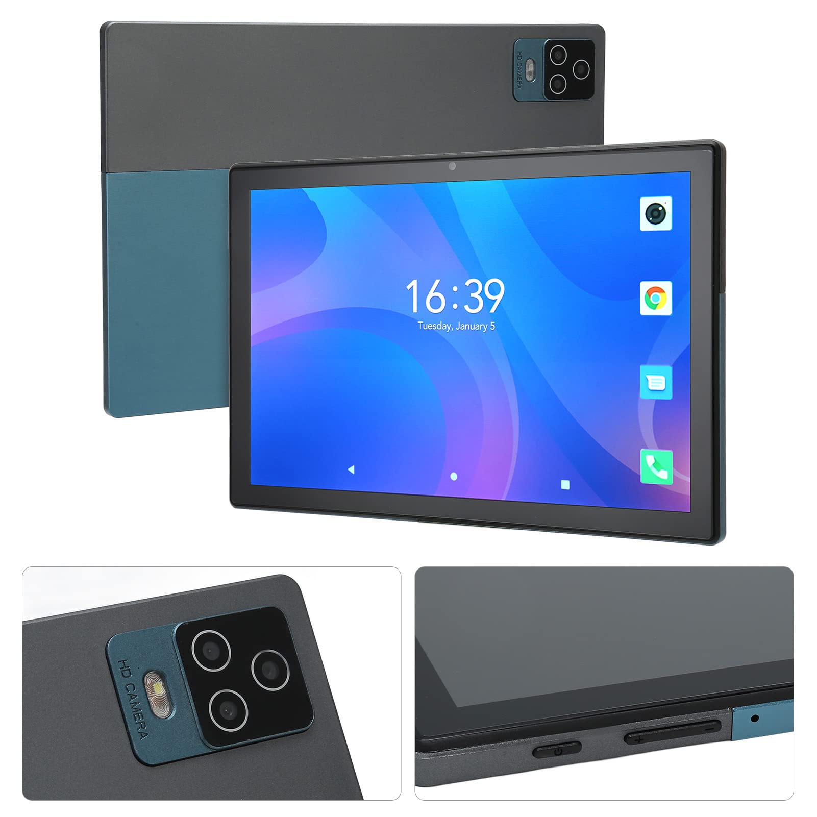 MAVIS LAVEN 10.1 Inch Tablet, Dual SIM Dual Standby Octa Core CPU Tablet 1920x1200 Resolution 12GB 256GB 5G WiFi US Plug 100-240V for Watching for Elderly for Android 12.0 (Blue)