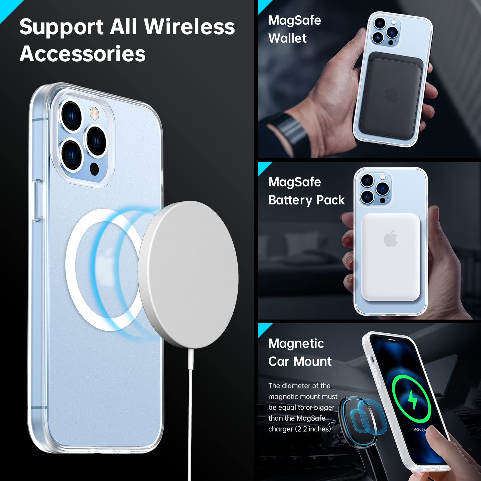 Meifigno Magnetic Case Designed for iPhone 13 Pro Max Case, [Military Grade Protection & Compatible with MagSafe], Translucent Matte Back with Soft Edge, for iPhone 13 Pro Max 6.7 Inch, White