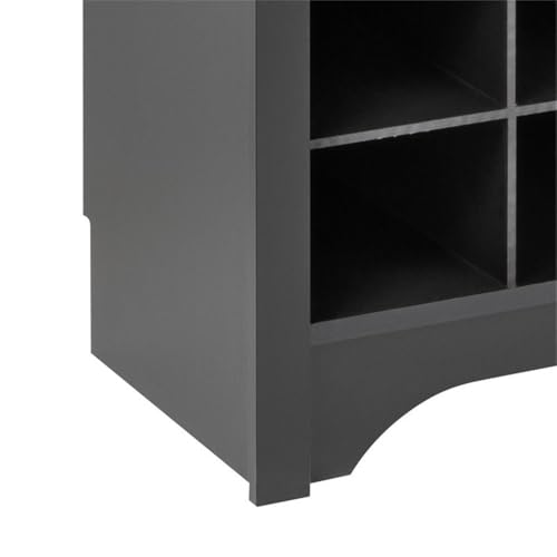 Prepac Black Hall Tree, Shoe Cabinet, Storage Cabinet with 24 Shoe Cubbies and 6 Double Coat Hooks 15.5" D x 60" W x 77" H, BSOG-0013-1