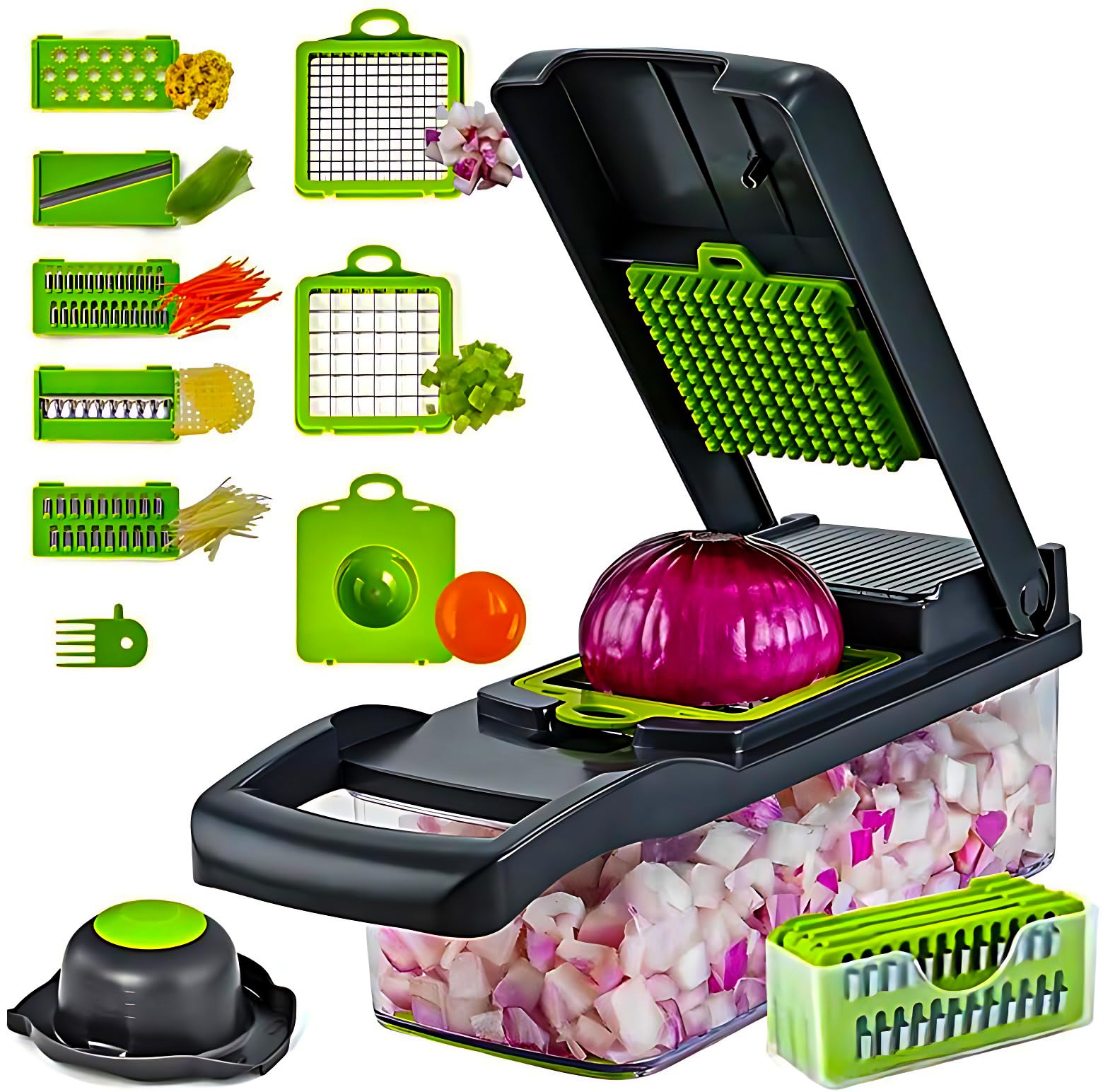 Kitchen gadget's chop wizard 15 in 1 Multi-functional Manual vegetable multi chopper slicer - food dicer slicer - fruit slicers- kitchen essentials - onion cutter slicer machine with container