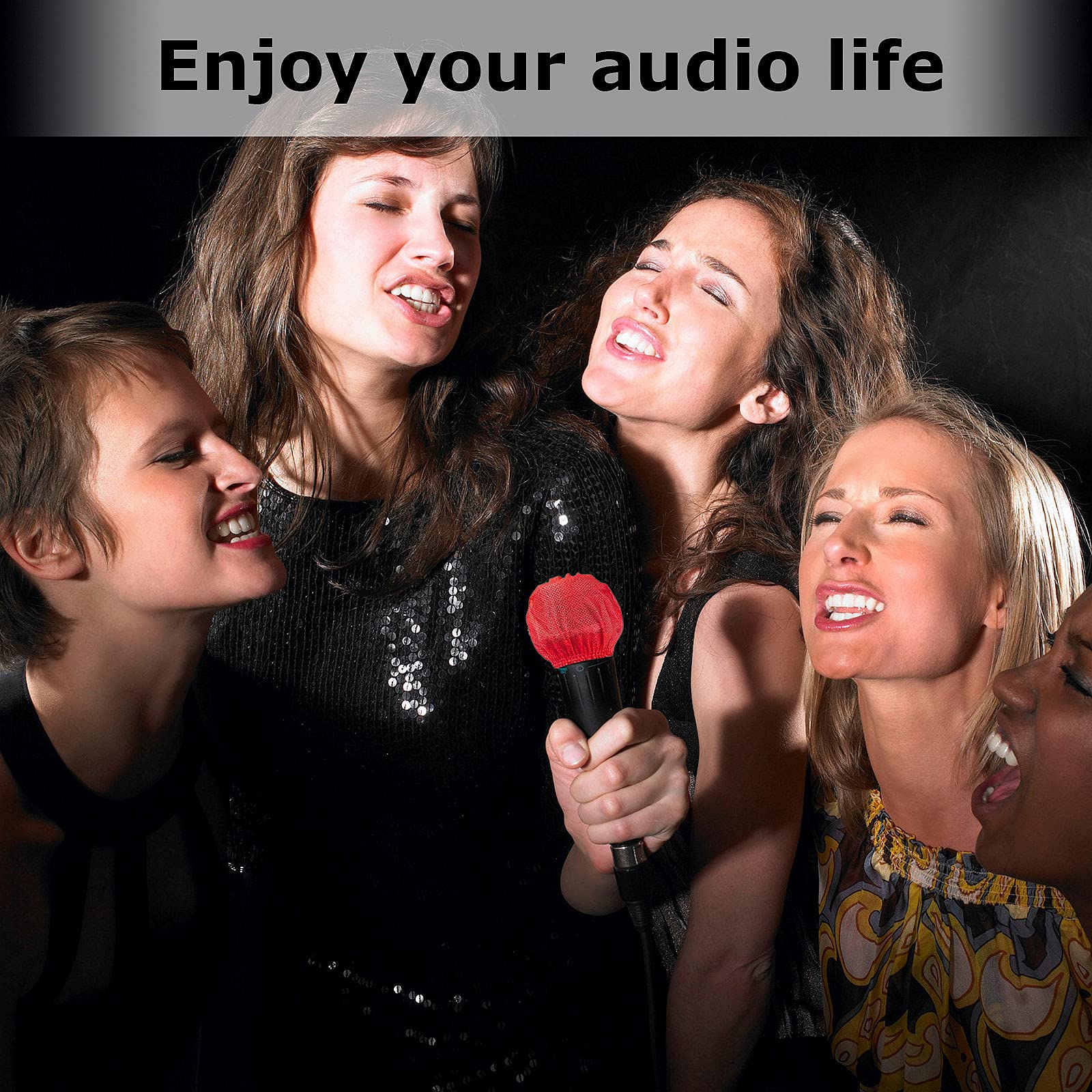 LISHINE 400Pcs Microphone Cover Disposable Non-Woven, Individually Wrapped Mic Cover, Clean and No-Odor Windscreen Mic Cover Disposable for Handheld Microphone Karaoke Microphone