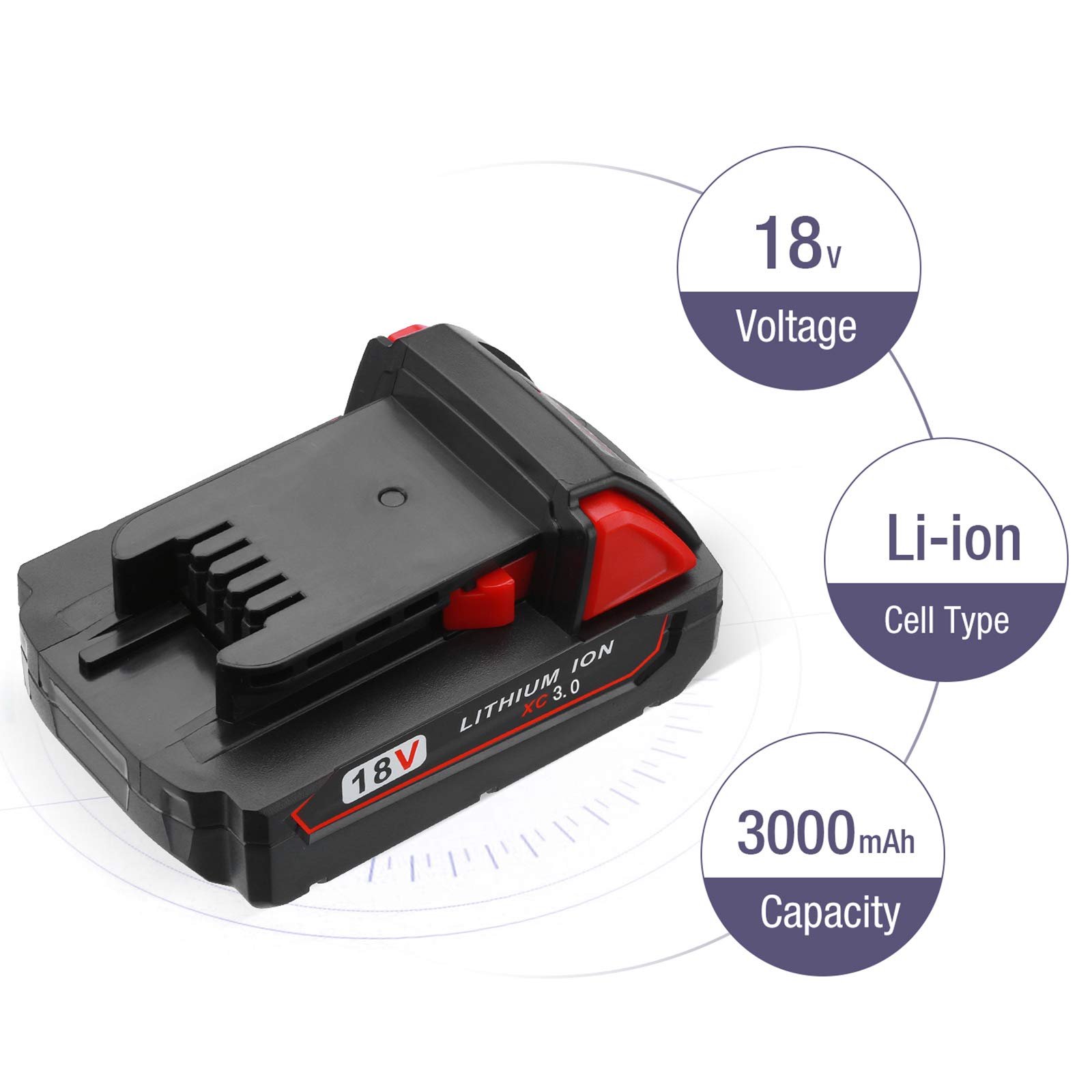 M-18 48-11-1815 Replacement Battery, 3000mAh Compatible with M-18 18V Power Tools, Replace for 48-11-1820 48-11-1840 48-11-1850 48-11-1828 48-11-1862 48-11-1852 48-11-1880 48-11-1812