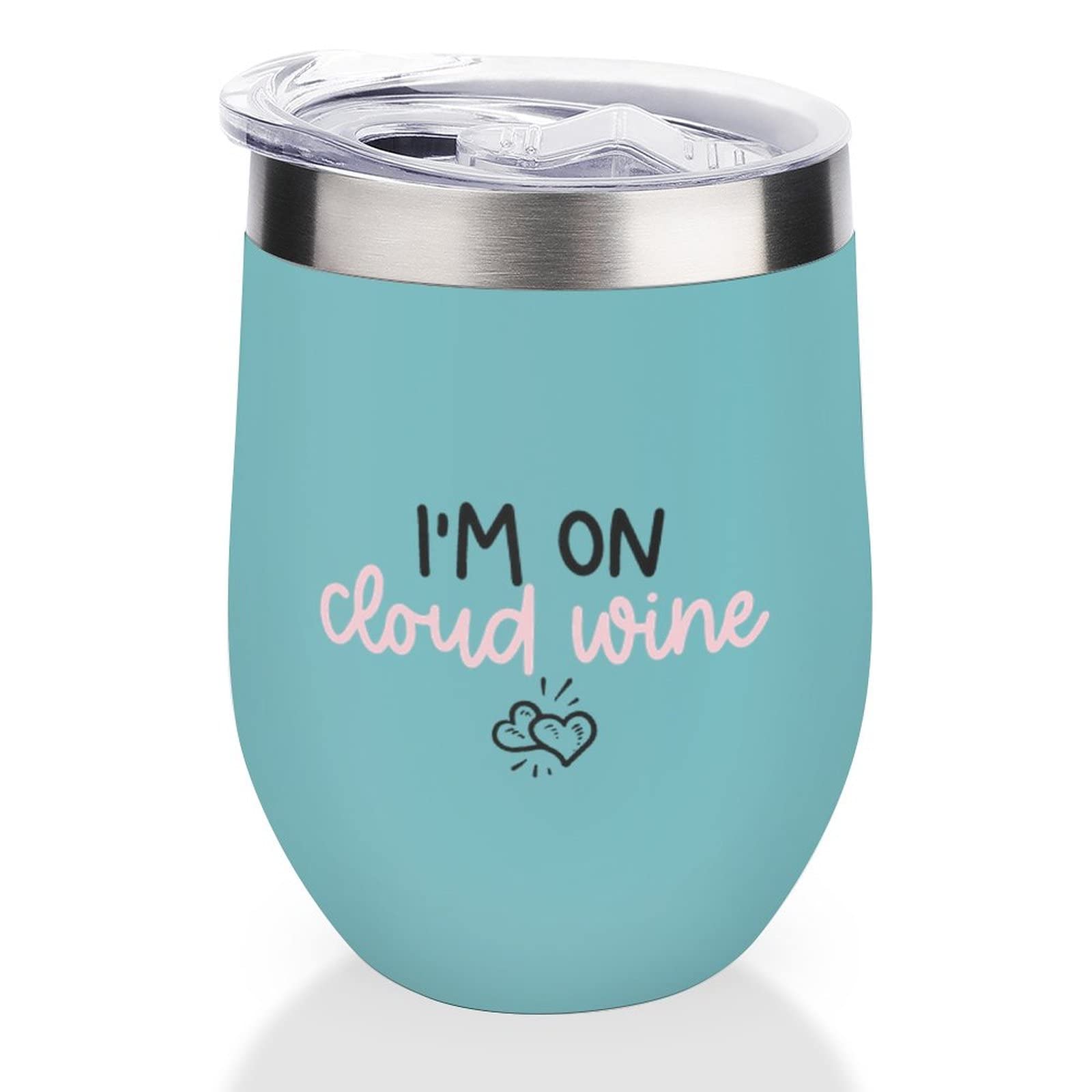 Mighun Wine Tumbler with Lid I'm on Cloud Wine Vacuum Coffee Tumbler Stainless Steel Coffee Cup for Cold & Hot Drinks Wine Coffee Cocktails Beer (12 Oz, 1 Pack)
