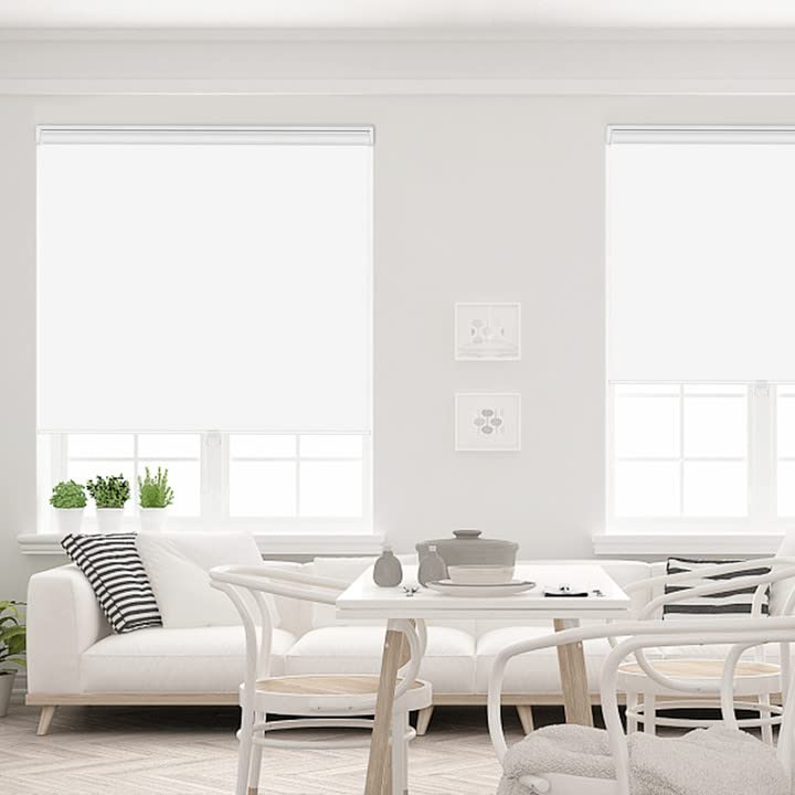 KCO Blackout Cordless Roller Shades for Windows, Roller Window Shades with UV Protection Thermal Insulated, Room Darkening Pull Down Roller Blinds for Home, Office, 44" W x 72" L, White