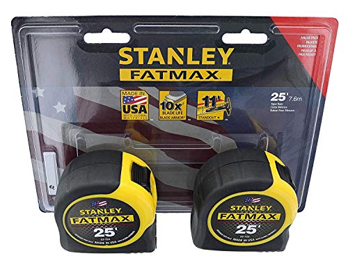 Stanley Consumer Tools FMHT74038 25' Fatmax Tape Measure, 2 Tape Measures per Pack, 4 Tape Measures Total