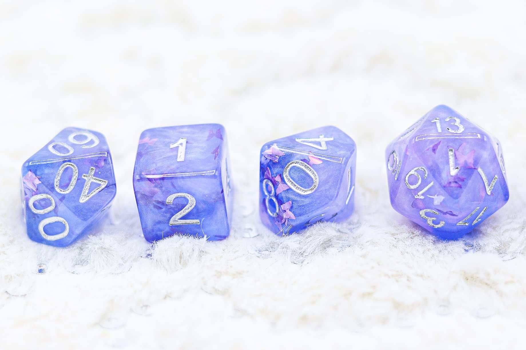 Purple Night of Butterfly DND Dice Set for Dungeons and Dragons, Gifts, D&D, D and D, Pathfinder, Accessories, D20, Polyhedral, Resin Dice, Metal, Dice Tray, Tower, Bag, Box