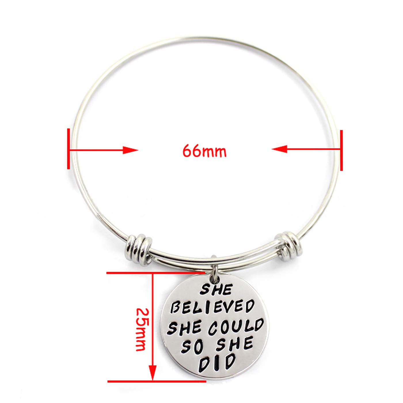 L.Beautiful 3 Pack Women Engraved Message Inspirational Words Round Charm Bracelets Set Expandable Silver Plated Stainless Steel Motivational Bangle Bracelet with Gift Box