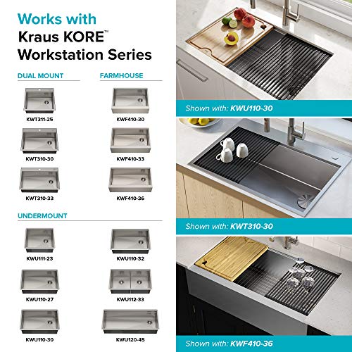 Kraus KRM-11LG Multipurpose Over Sink Roll-Up Dish Drying Rack, Light Grey, 16.88" x 12" x .38"
