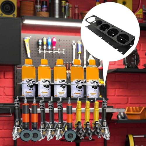 Wall Mounted Rack for Spray Can, Wall Mounted Storage Rack Spray Can Holder Rack, Heavy Duty Organizer Tool Steel 5 Holes Bottle Holder for Paint Can & Spray Can