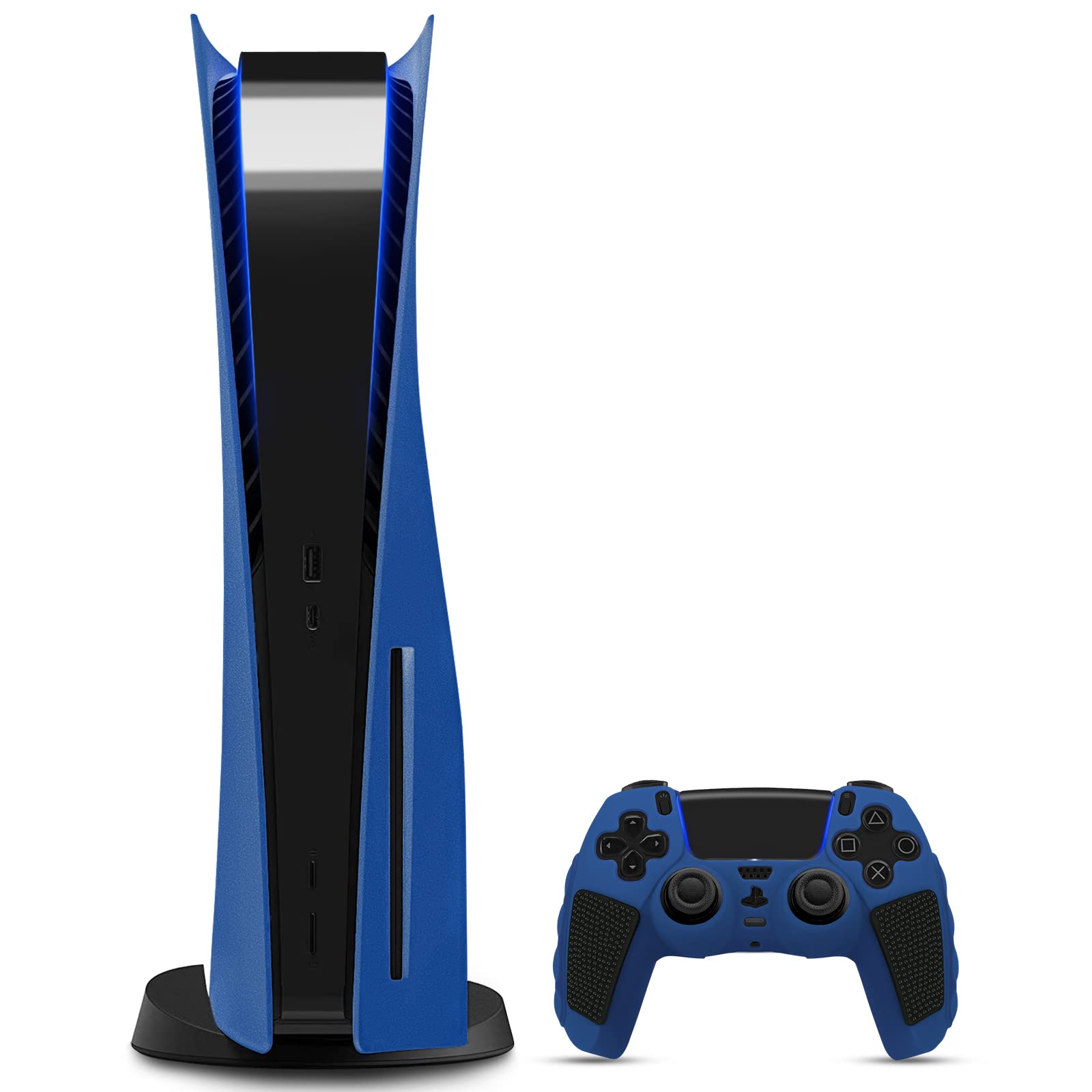 NICEMOVIC PS5 Cover Plates for Playstation 5 Disc Edition, Hard Shockproof PS5 Face Plates Shell Skin Case, PS5 Console Accessories, ABS Anti-Scratch Dustproof Replacement Faceplate (Blue)