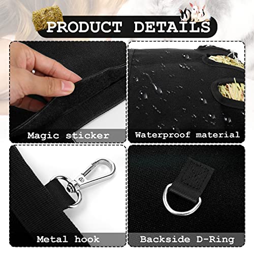 无品牌 Rabbit Hay Feeder Bag Timothy hay Dispenser Feeding Bag Small Animal hay Feeder Bag Hanging Feeder Bag for Rabbit Guinea Pig Chinchilla Hamster Small Animal hay Storage(1 Black)