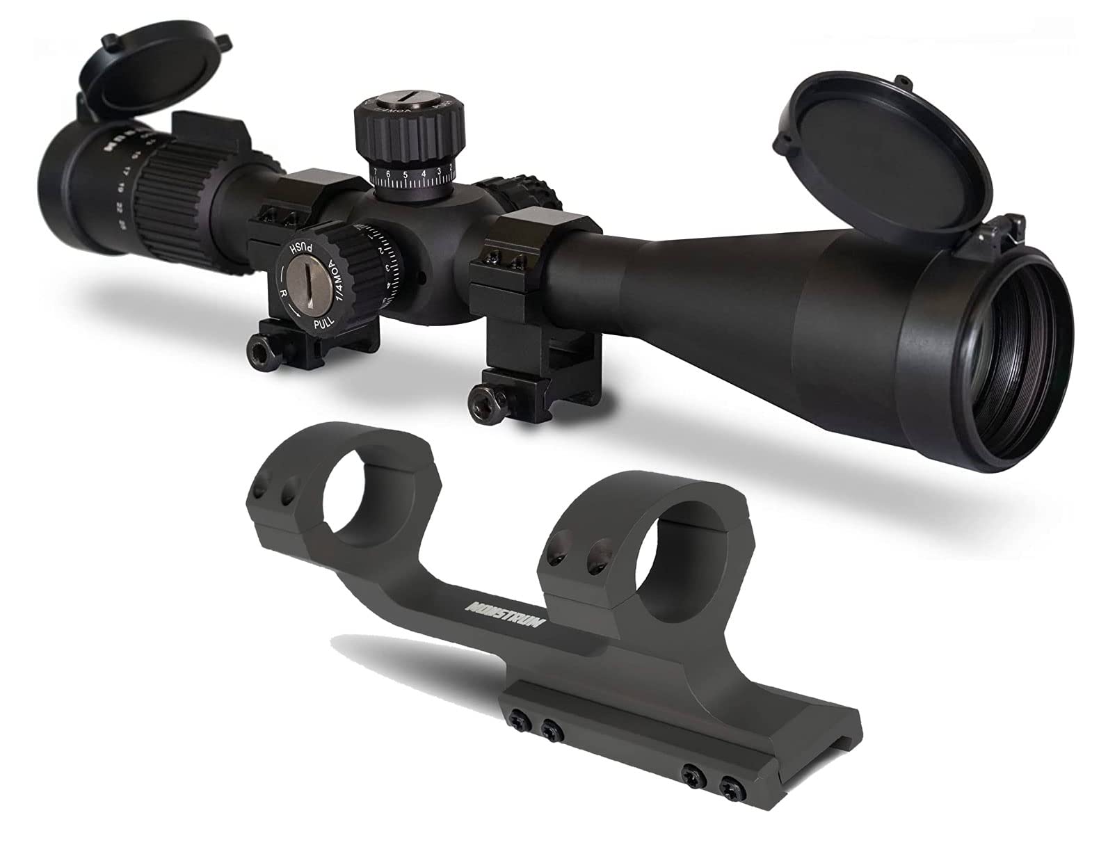 Monstrum G3 8-32x56 FFP Rifle Scope | Monstrum Extended Length Offset Scope Mount | 20 MOA | Bundle