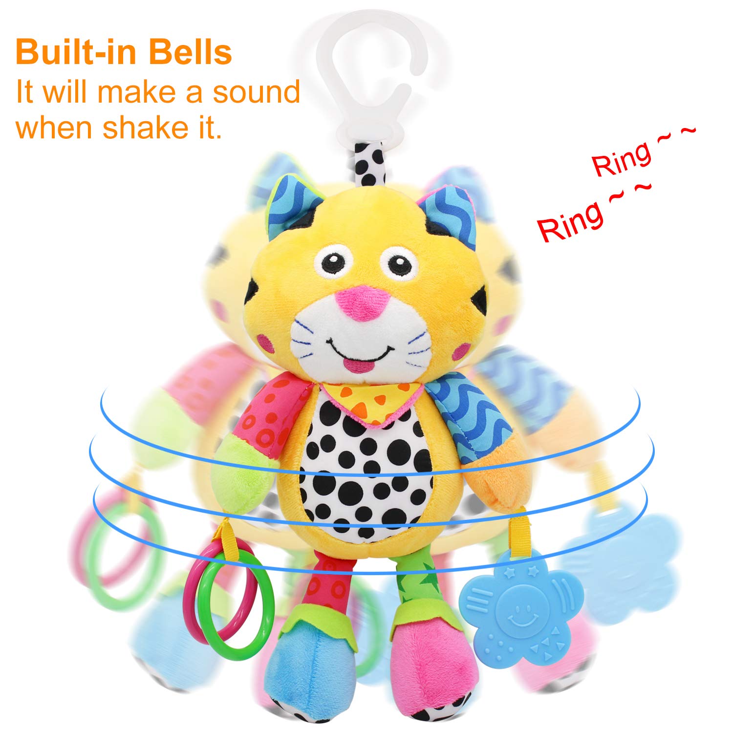 MARUMINE Baby Car Seat Toys with 24 Music and Teether for Newborn (Tiger)