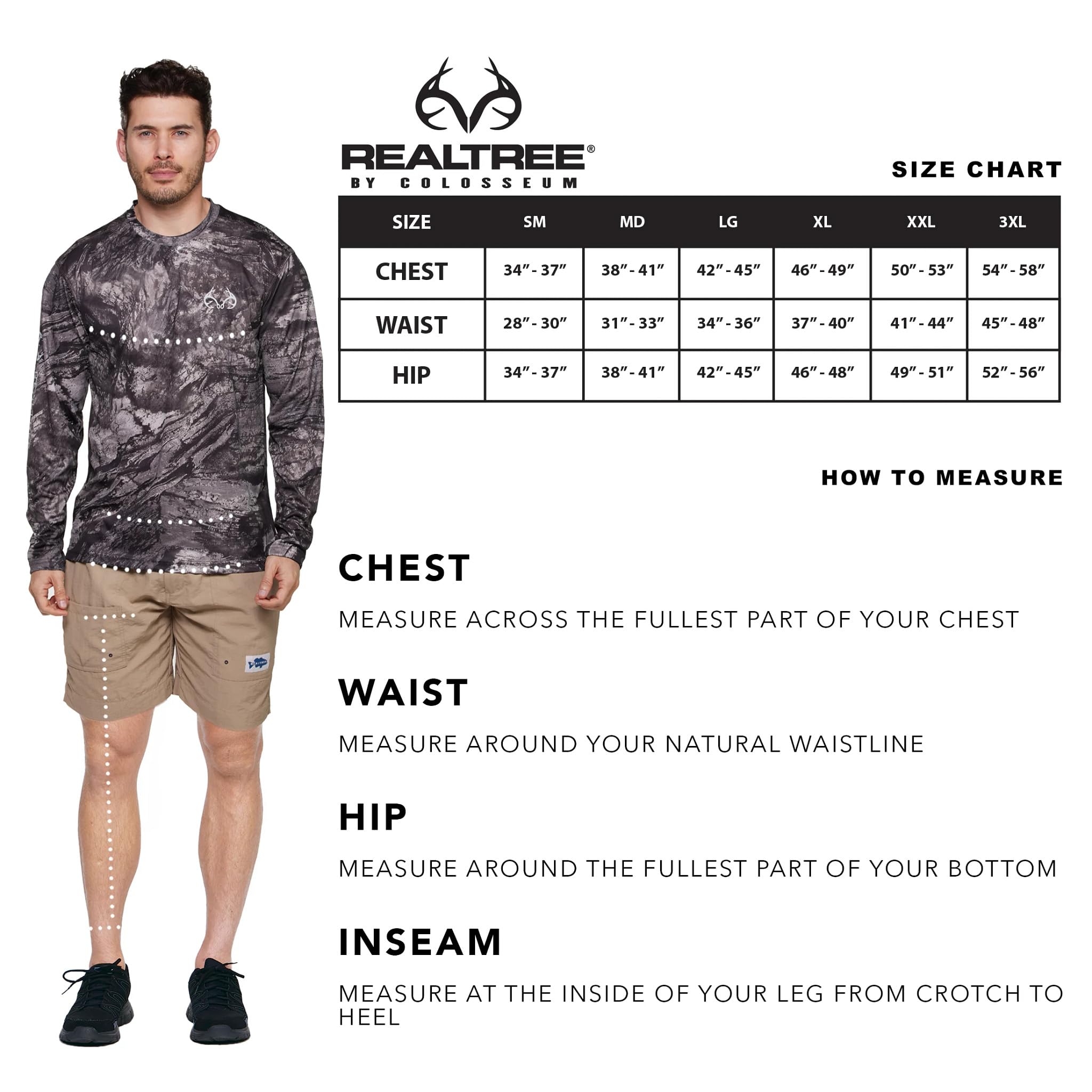 Realtree Men's Performance Fishing Long Sleeve Shirt (Wav3 Light Blue, Small)