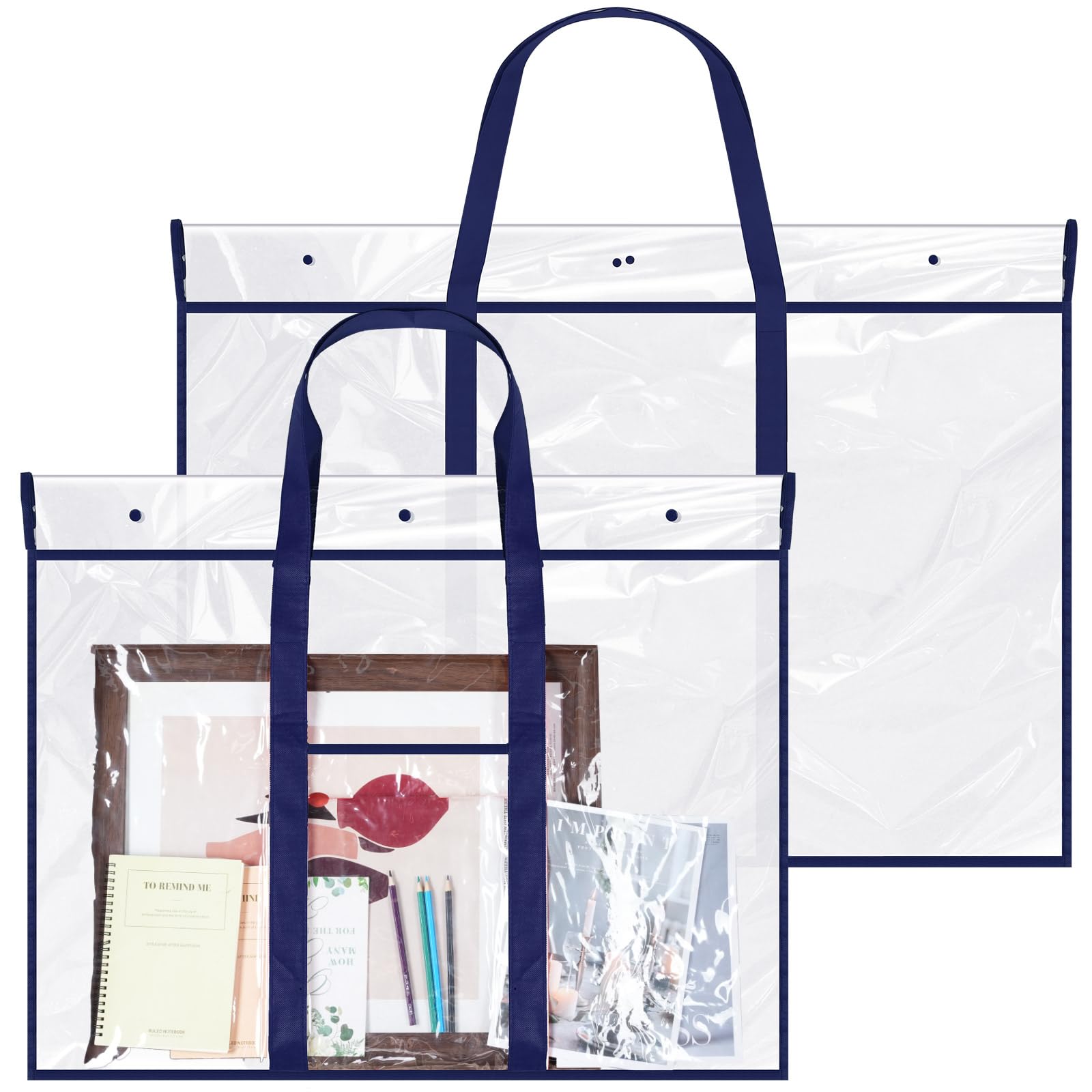 Windyun 2 Pcs Large Poster Storage Bag 48 x 36 Inches 31.5 x 25.5 Inches Bulletin Board Holder Classroom Organization and Storage Poster Storage Container Art Portfolio Case(Blue)