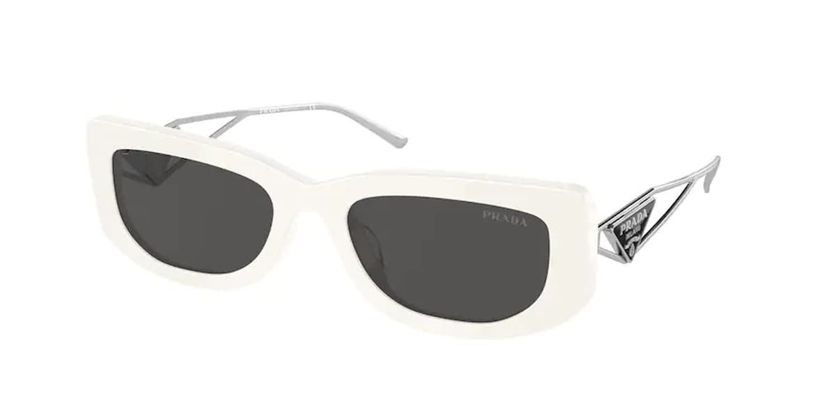Prada PR14YS 1425S0 53MM Talc/Dark Grey Rectangular Sunglasses for Women + BUNDLE with Designer iWear Eyewear Kit