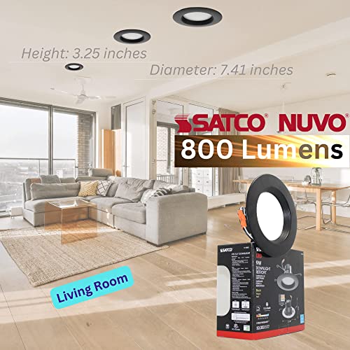 Satco (8 Pack) Led Color Selectable Downlight Retrofits, Part Number S11835, 9 Watt; 5 Inch - 6 Inch; Cct Selectable; 120 Volts; Dimmable; Black Finish for Industrial and Commercial Use