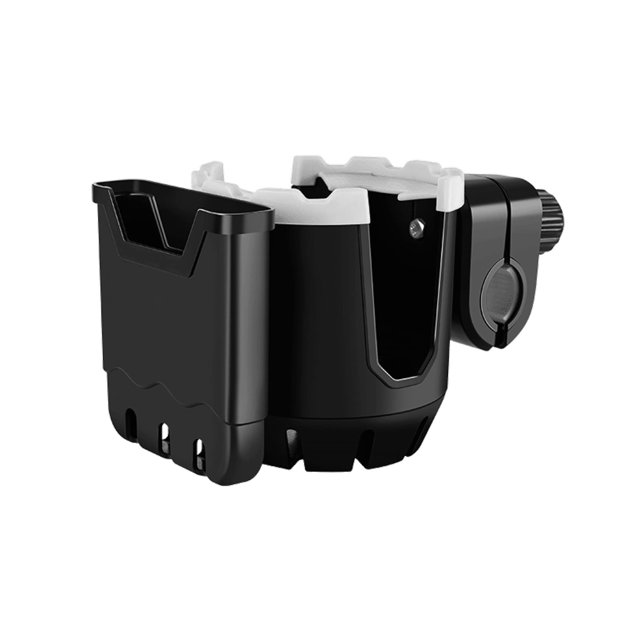 Universal Cup Holder & Phone Holder, E-Bike, Electric Scooter & Stroller Cup Holder, Bike Cup Holder, Large Caliber Designed Cup Holder, 360 Degrees Rotation Cup Drink Holder, Black (Black)